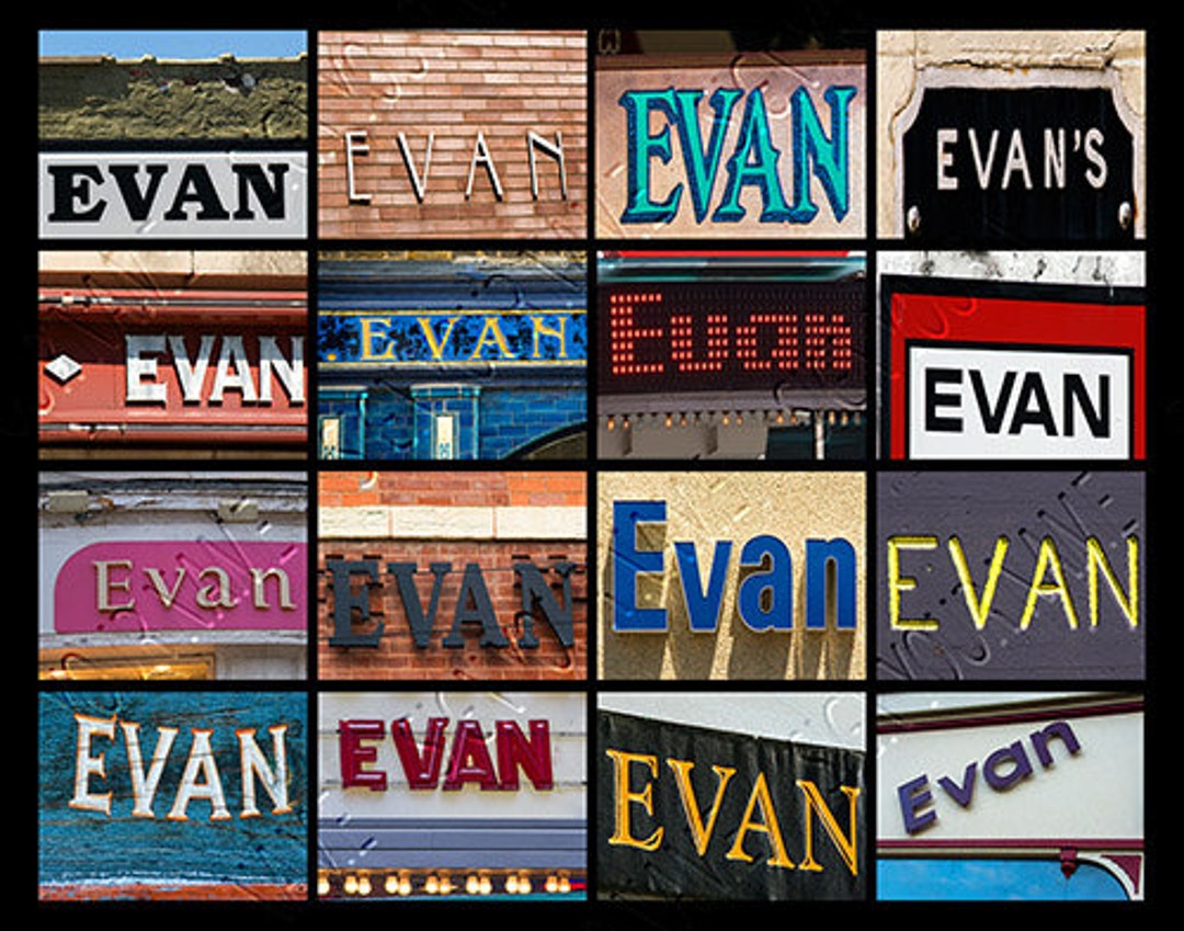 EVAN Personalized Poster Featuring Photos of Actual Signs; Art Print ...