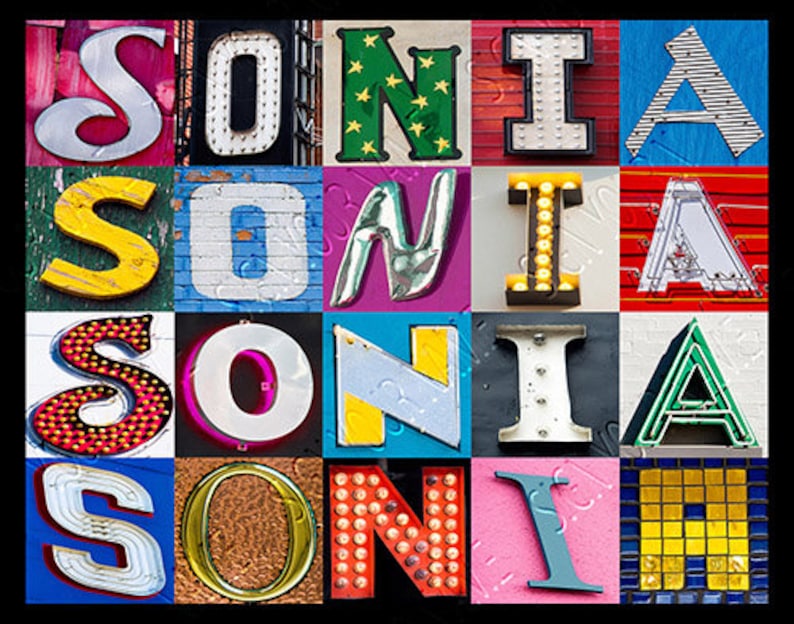 Personalized Poster Featuring SONIA in Photos of Alphabet - Etsy