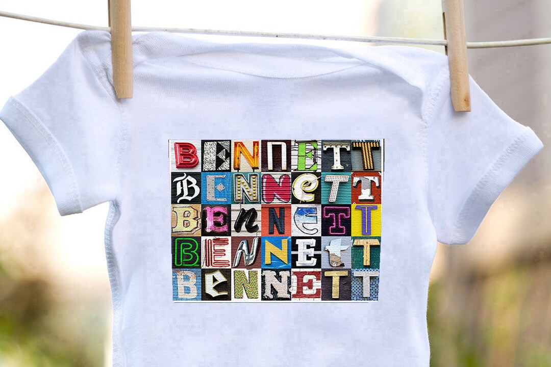 Personalized Baby Bodysuit Featuring the Name BENNETT Showcased in ...
