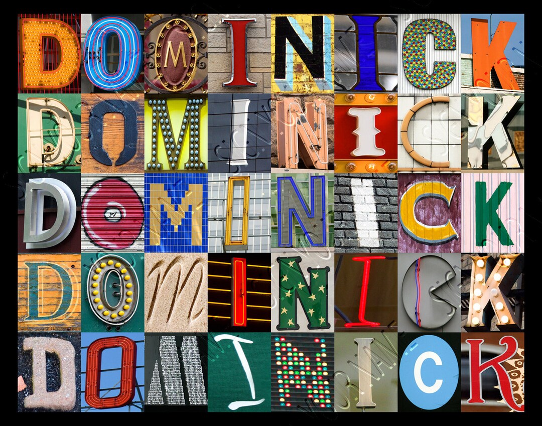 Personalized Poster Featuring DOMINICK Showcased in Photos of Letters ...