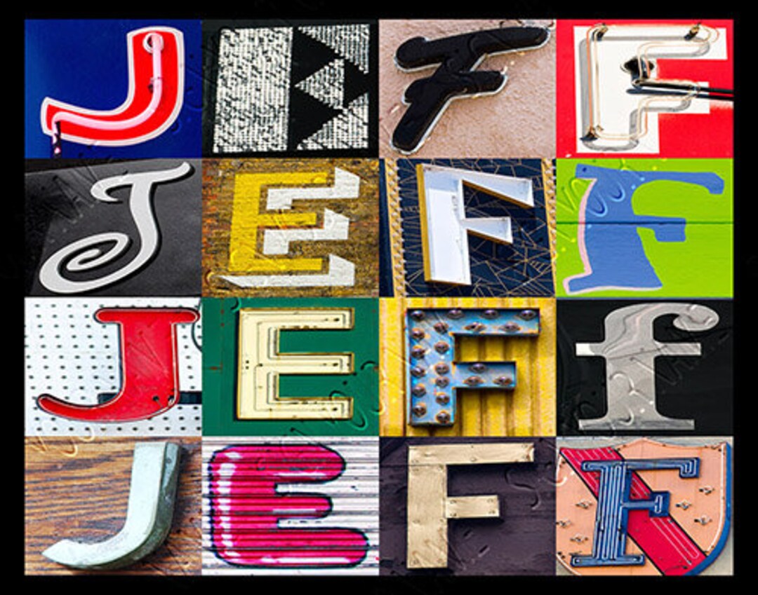 JEFF Personalized Poster Featuring Photos of Alphabet Letters From ...