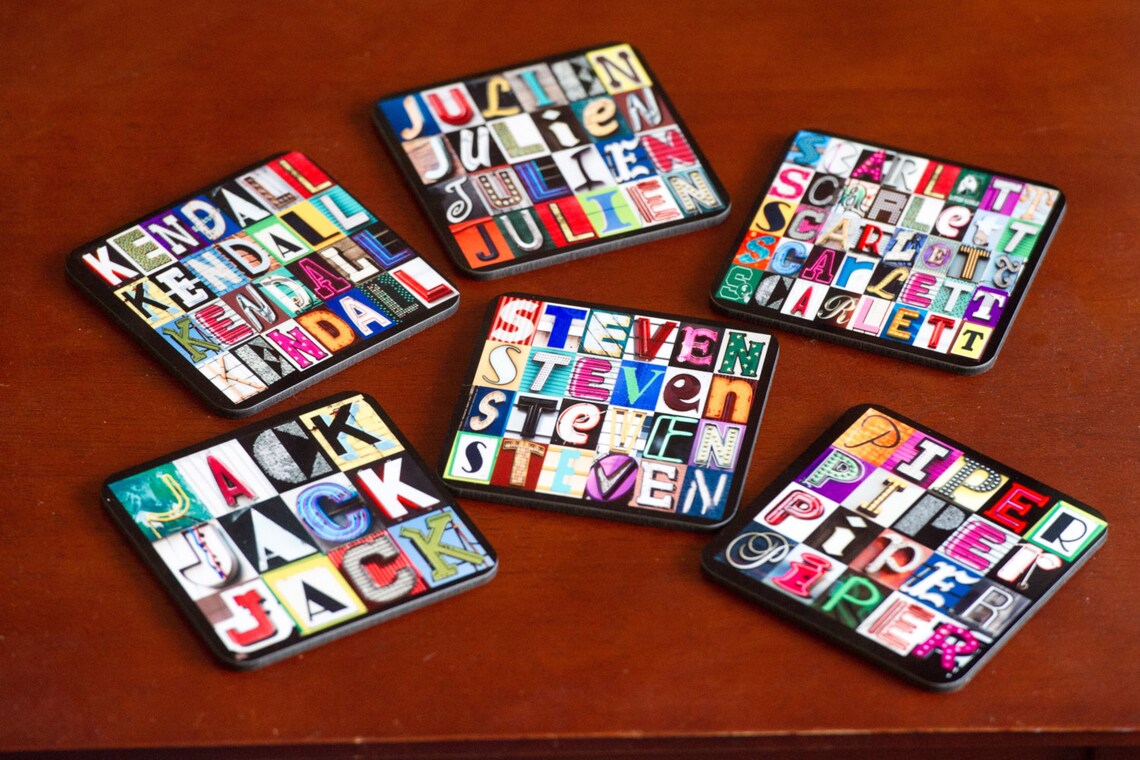 Personalized Coasters Featuring ANY NAME in Alphabet Sign Letters ...