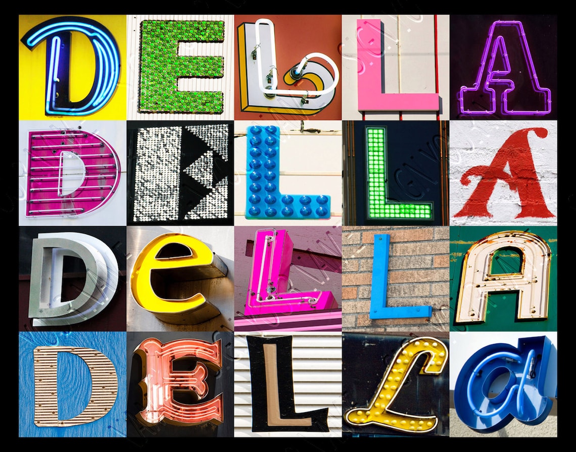 DELLA Personalized Poster Featuring Photos of Sign Letters - Etsy