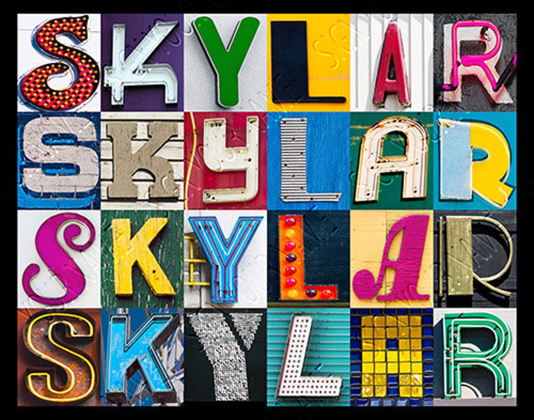 SKYLAR Personalized Poster Featuring Photos of Sign Letters; Typography ...
