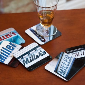 Personalized Coasters Featuring Names From Photos of Signs; Custom ...