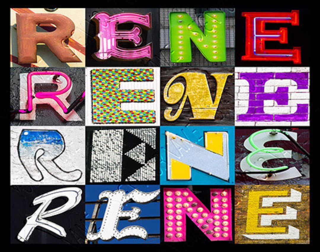RENE or RENEE Personalized Poster Featuring in Photos of Alphabet ...