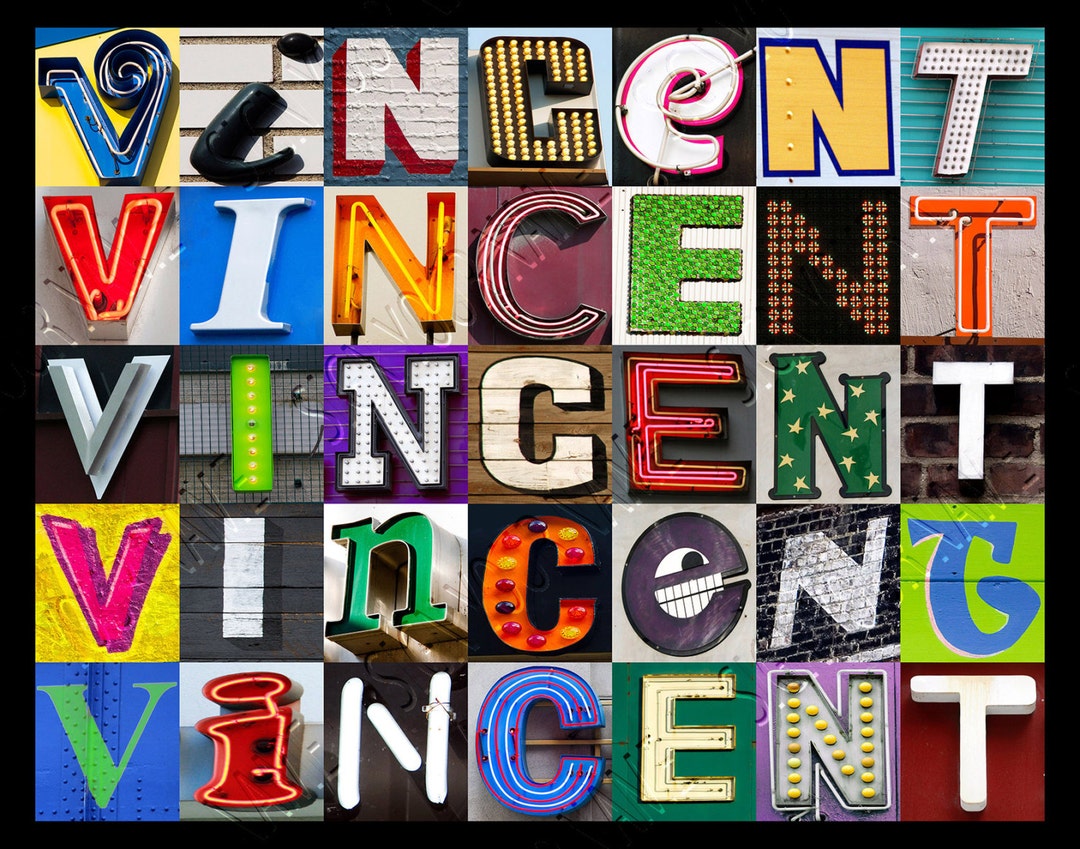 VINCENT Personalized Poster Featuring Photos of Sign Letters ...