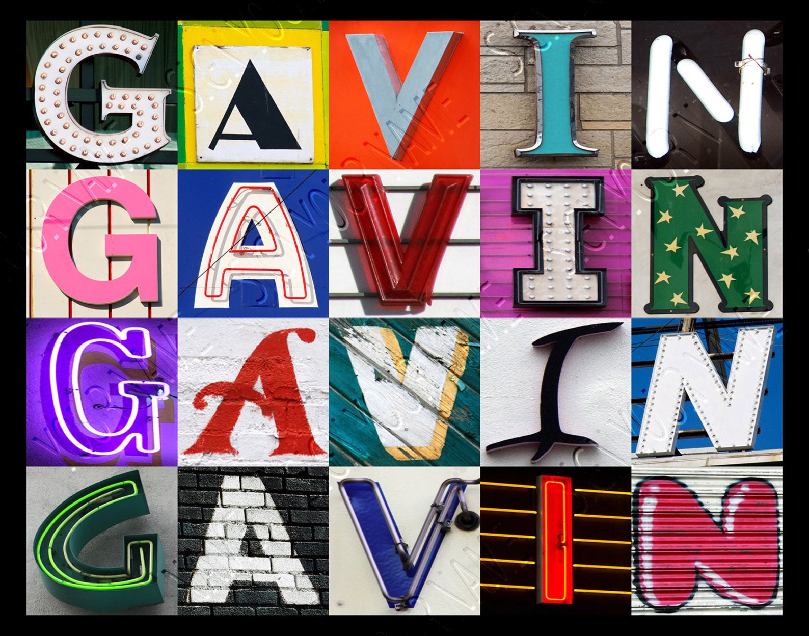 GAVIN Personalized Poster Featuring Photos of Letters From Signs ...