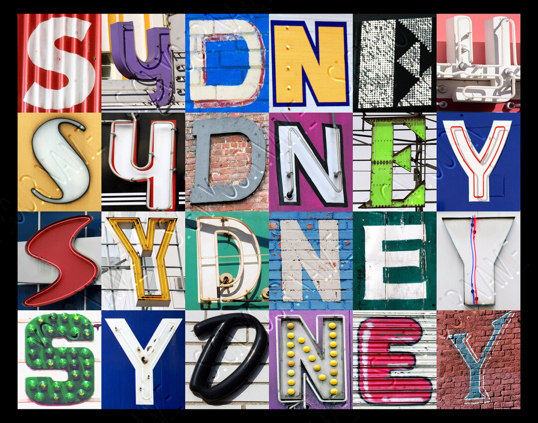 SYDNEY Personalized Poster Featuring Photos of Letters From Signs ...