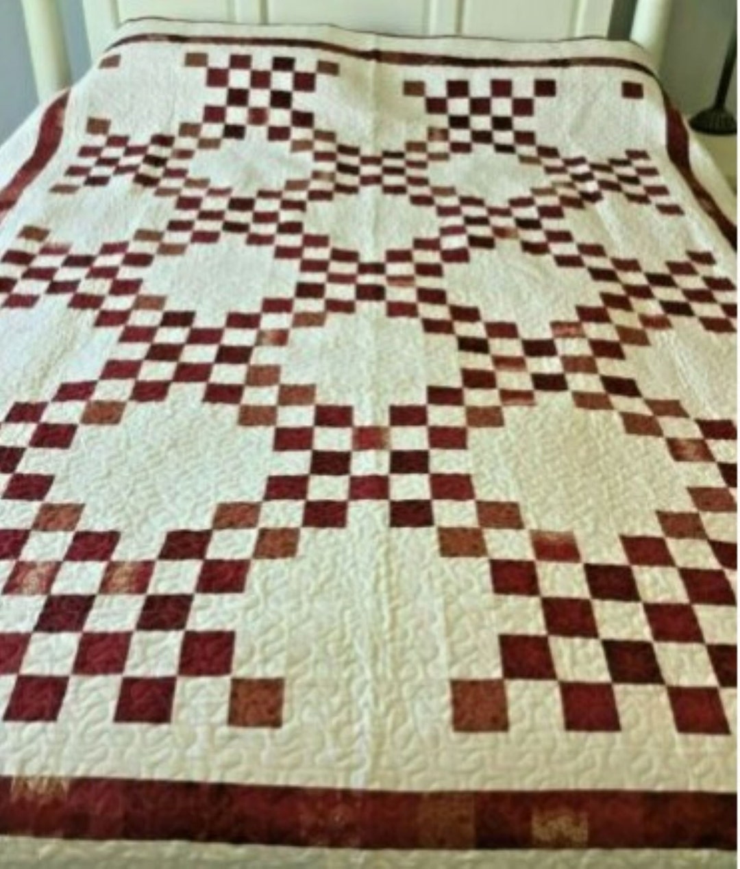 Patchwork Irish Chain Quilt Red and Cream Various Sizes Queen Quilt - Etsy