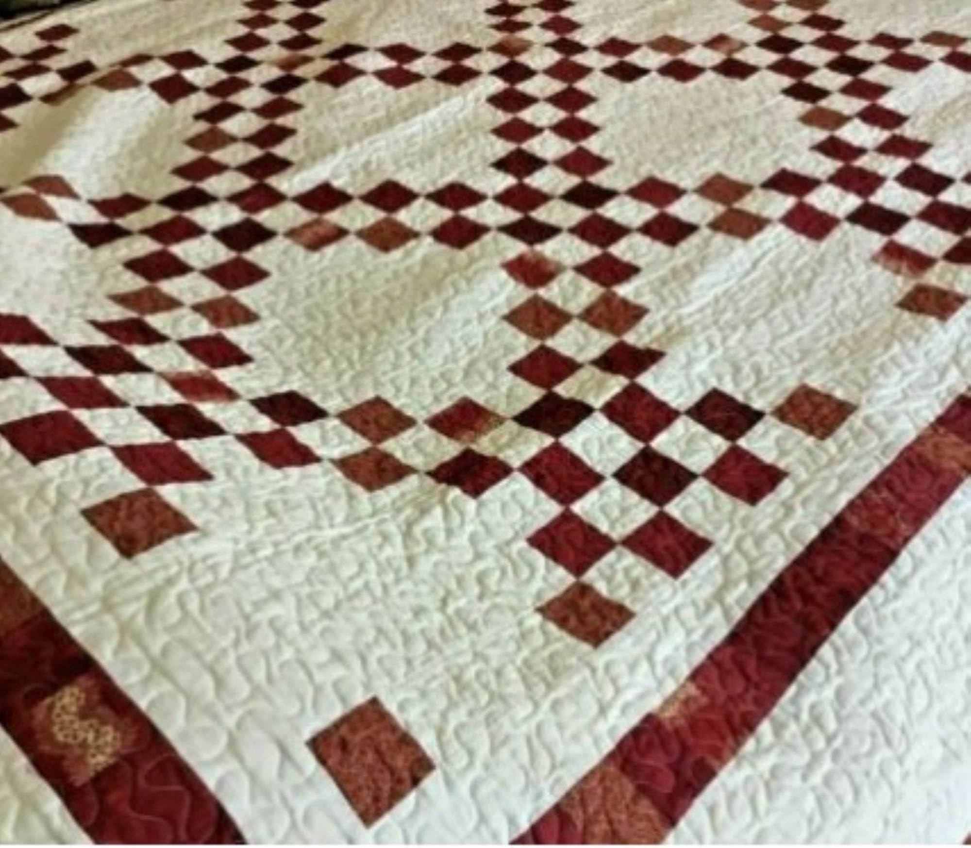 Patchwork Irish Chain Quilt Red and Cream Various Sizes Queen Quilt - Etsy