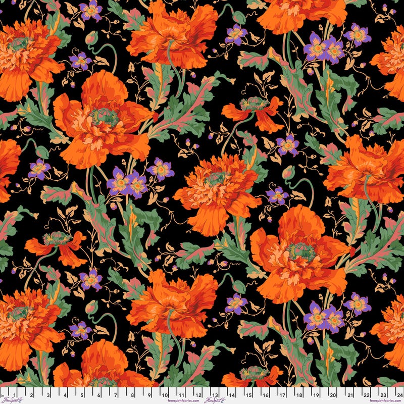 Orange Floral Fabric - Etsy
