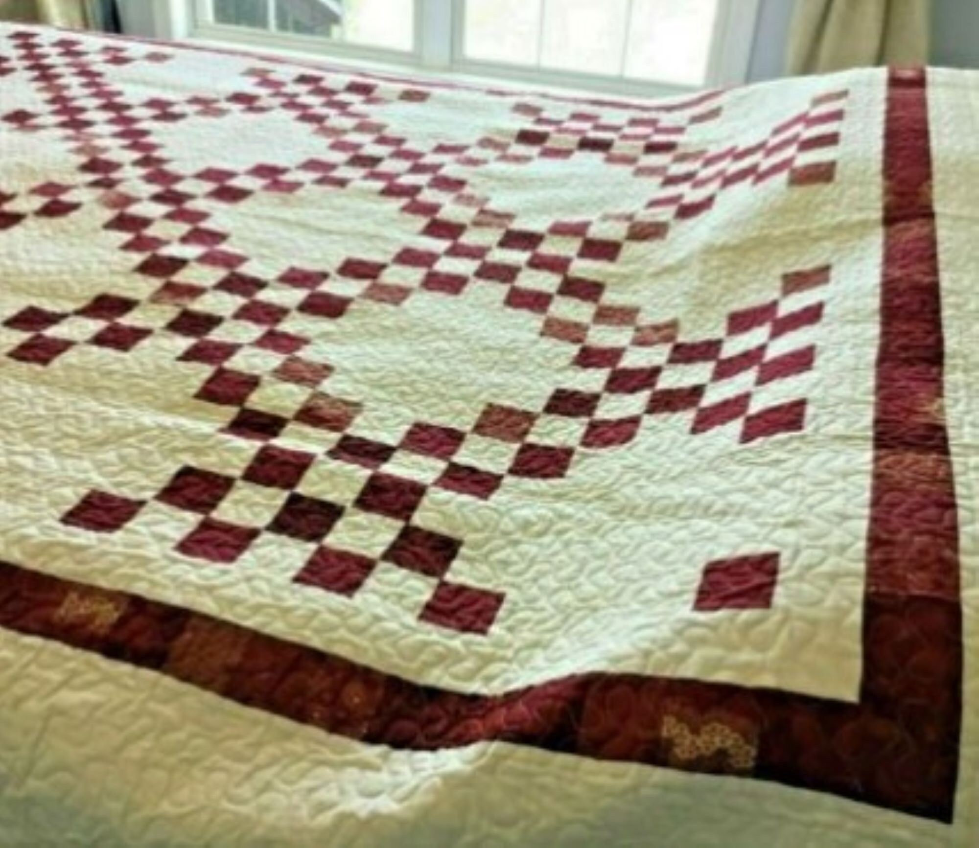Patchwork Irish Chain Quilt Red and Cream Various Sizes Queen Quilt - Etsy