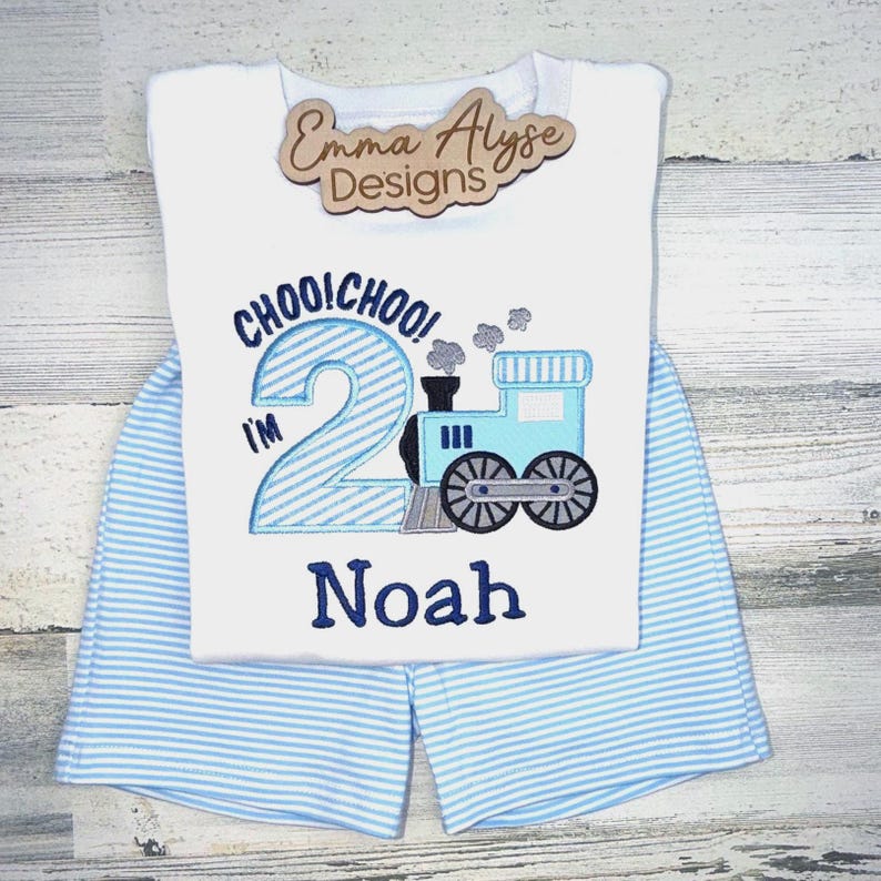 Personalized Train Birthday Outfit: Embroidered Choo Choo Shirt and ...