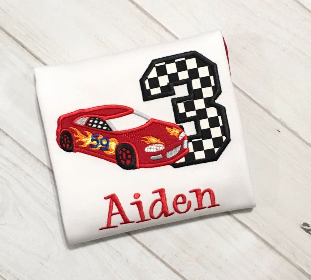 Embroidered Race Car Birthday Shirt for Boys - Etsy