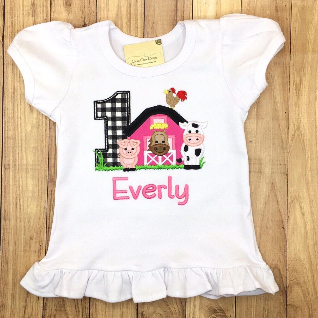 Personalized Barnyard 1st Birthday Bodysuit: Pink Farm Outfit - Etsy