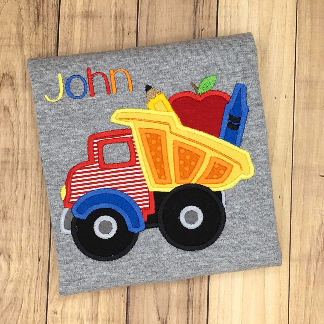 Boys Back to School Dump Truck With School Supplies Crayon Apple Pencil ...