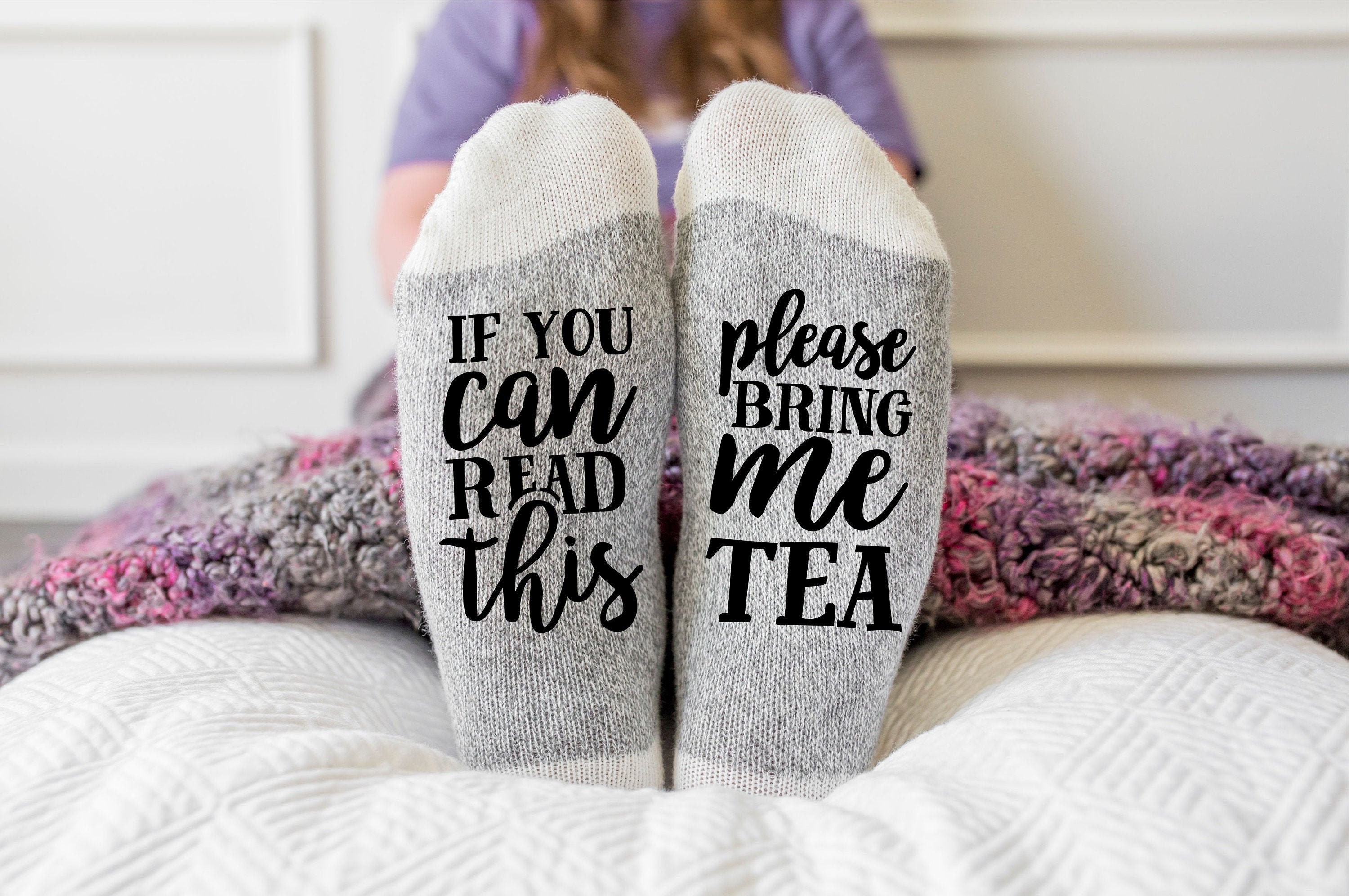 If You Can Read This Please Bring Me Tea Socks Funny Gift | Etsy