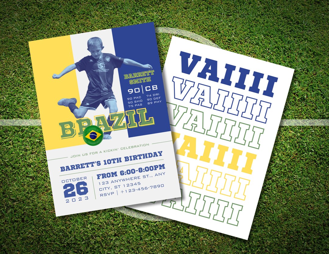 Soccer Birthday Party Invitation Brazil Theme - Etsy
