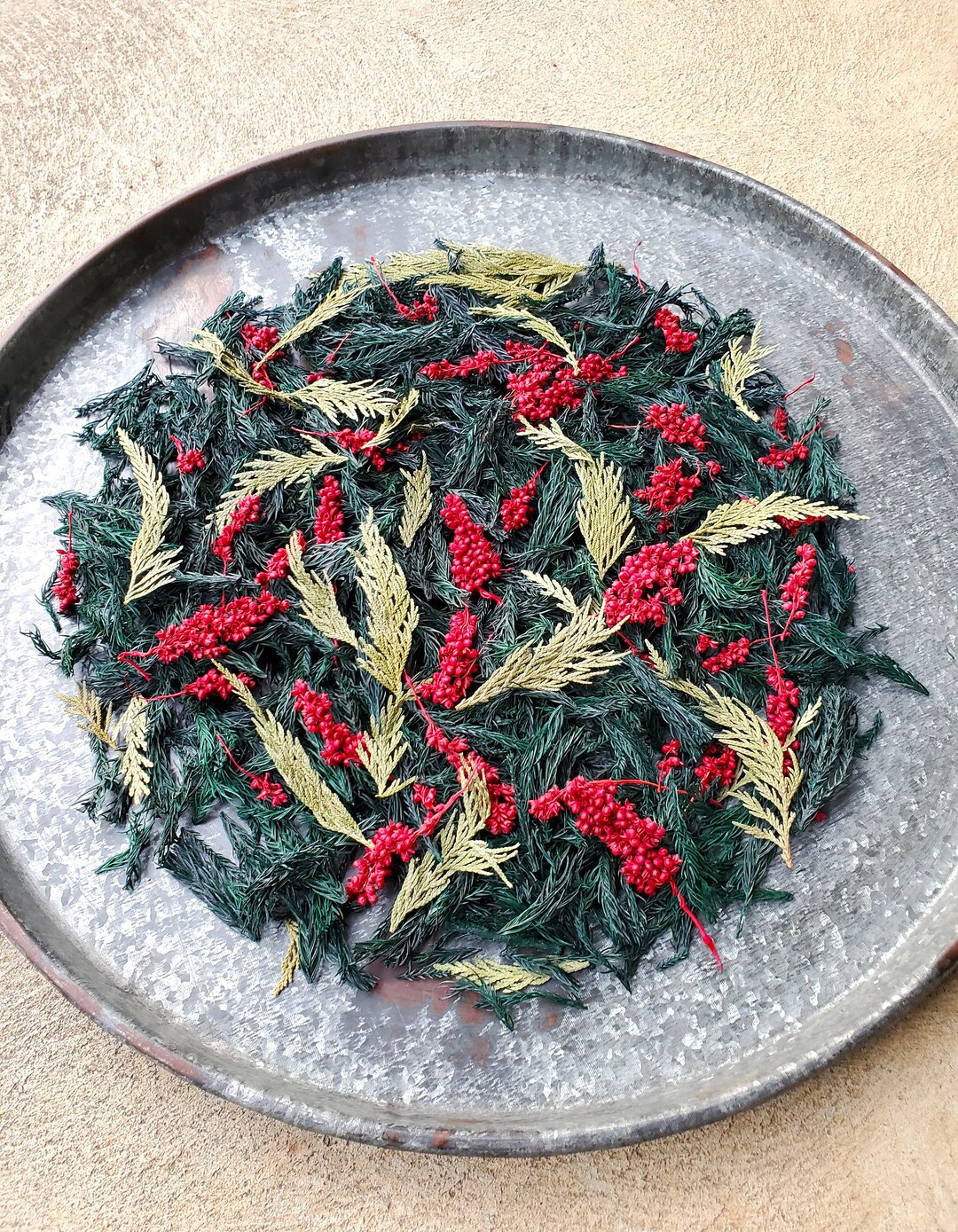 Milo Berry and Pine Bowl Filler 8 Cups Natural Winter Christmas Greens ...