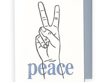 5x7 Greeting Card, Peace Sign With Florals, Watercolor Design, Peace ...