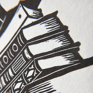 Book Stack PRINT (hand-carved Linoleum Block Limited Edition) - Etsy