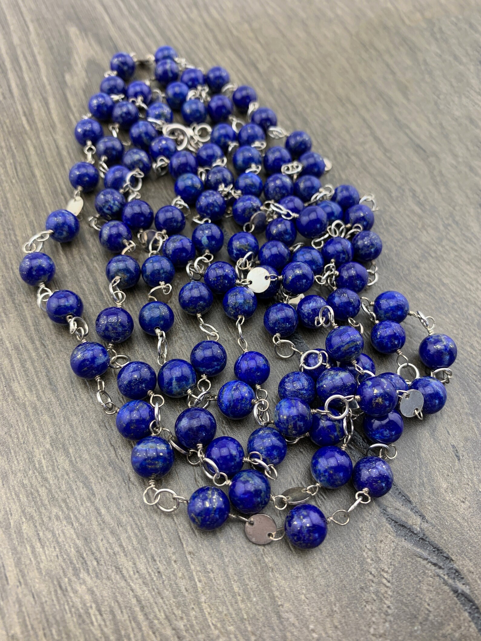 Lapis Lazuli Smooth AAA Natural Genuine Rounds Wrapped W/ 925 Sterling ...