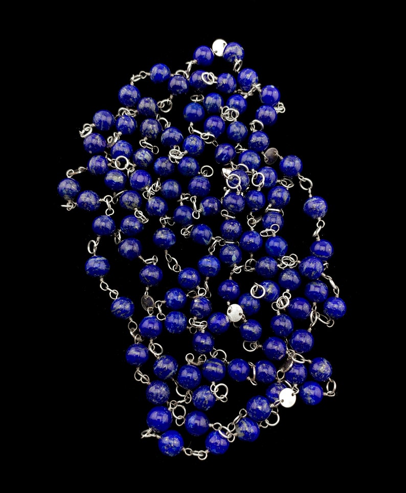 Lapis Lazuli Smooth AAA Natural Genuine Rounds Wrapped W/ 925 Sterling ...
