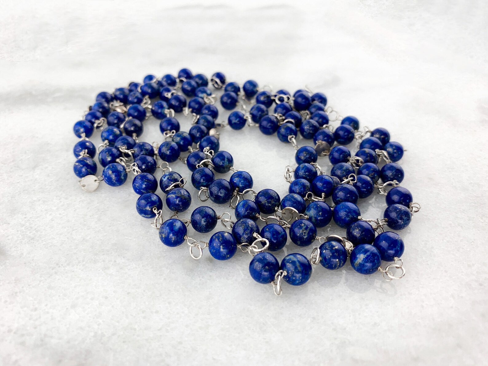 Lapis Lazuli Smooth AAA Natural Genuine Rounds Wrapped W/ 925 Sterling ...