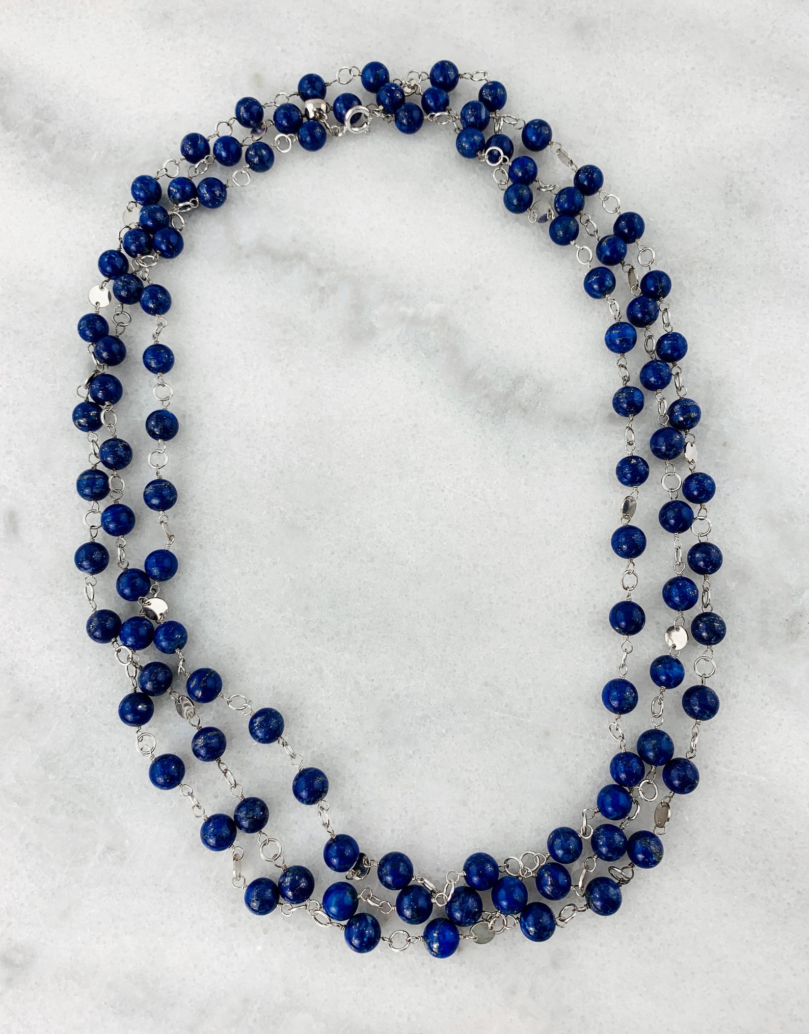 Lapis Lazuli Smooth AAA Natural Genuine Rounds Wrapped W/ 925 Sterling ...