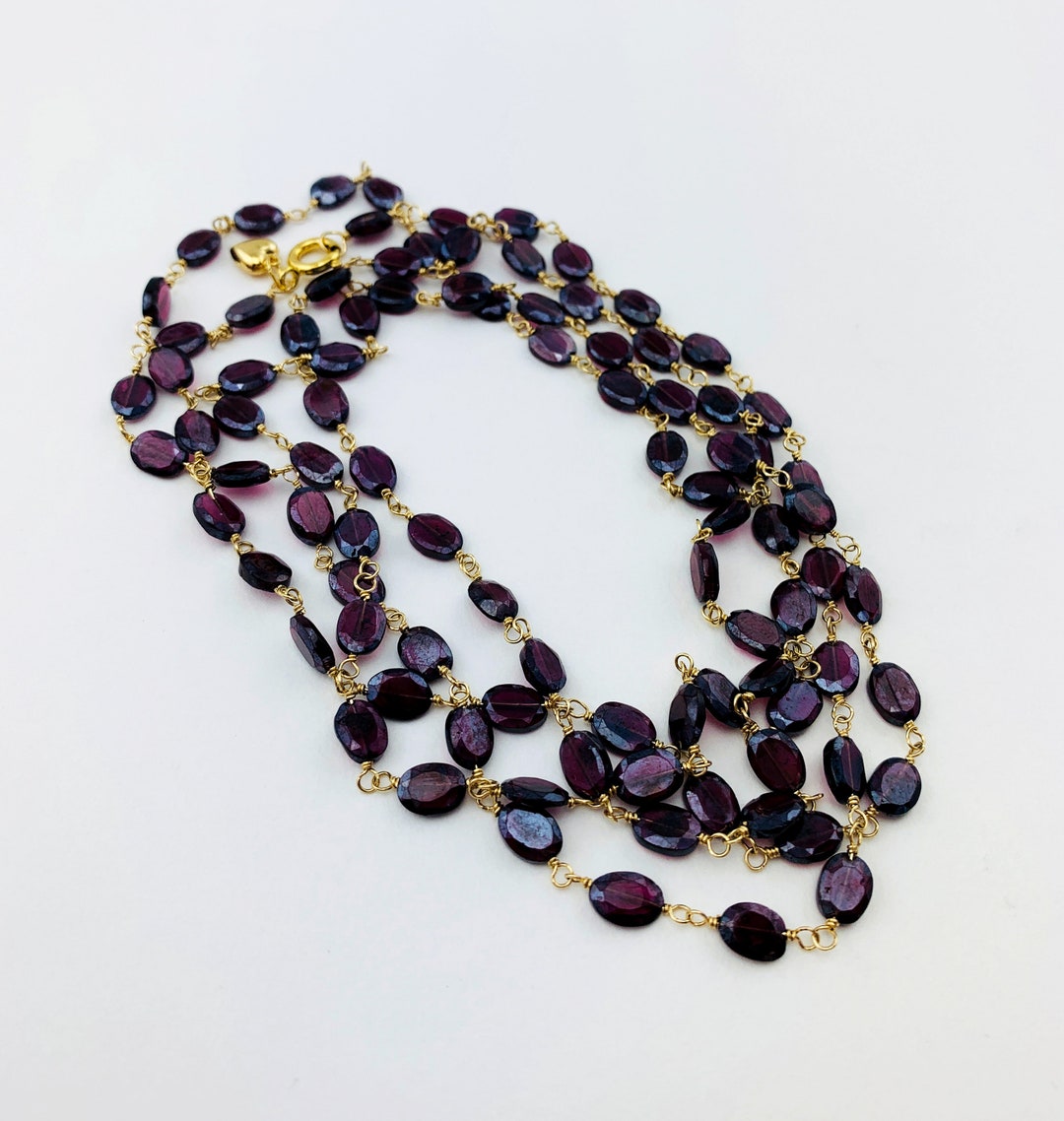 Rhodolite (violet) Garnets AAA Faceted Flat Ovals Wrapped W/ 14K Gold ...