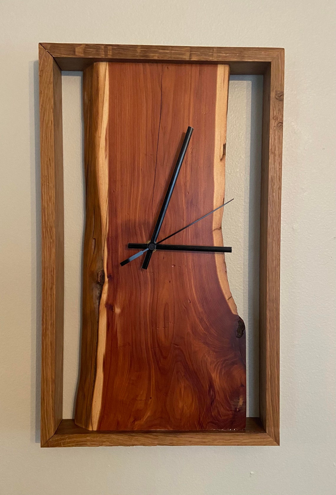 Handmade Reclaimed Wood & Live Edge Cedar Clock | Etsy