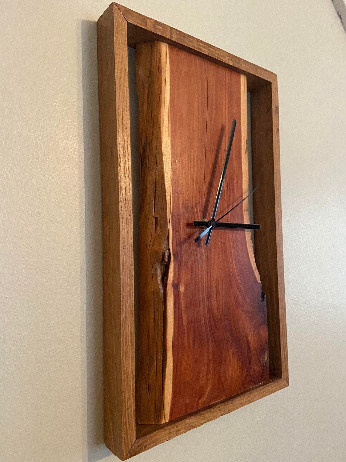 Handmade Reclaimed Wood & Live Edge Cedar Clock | Etsy