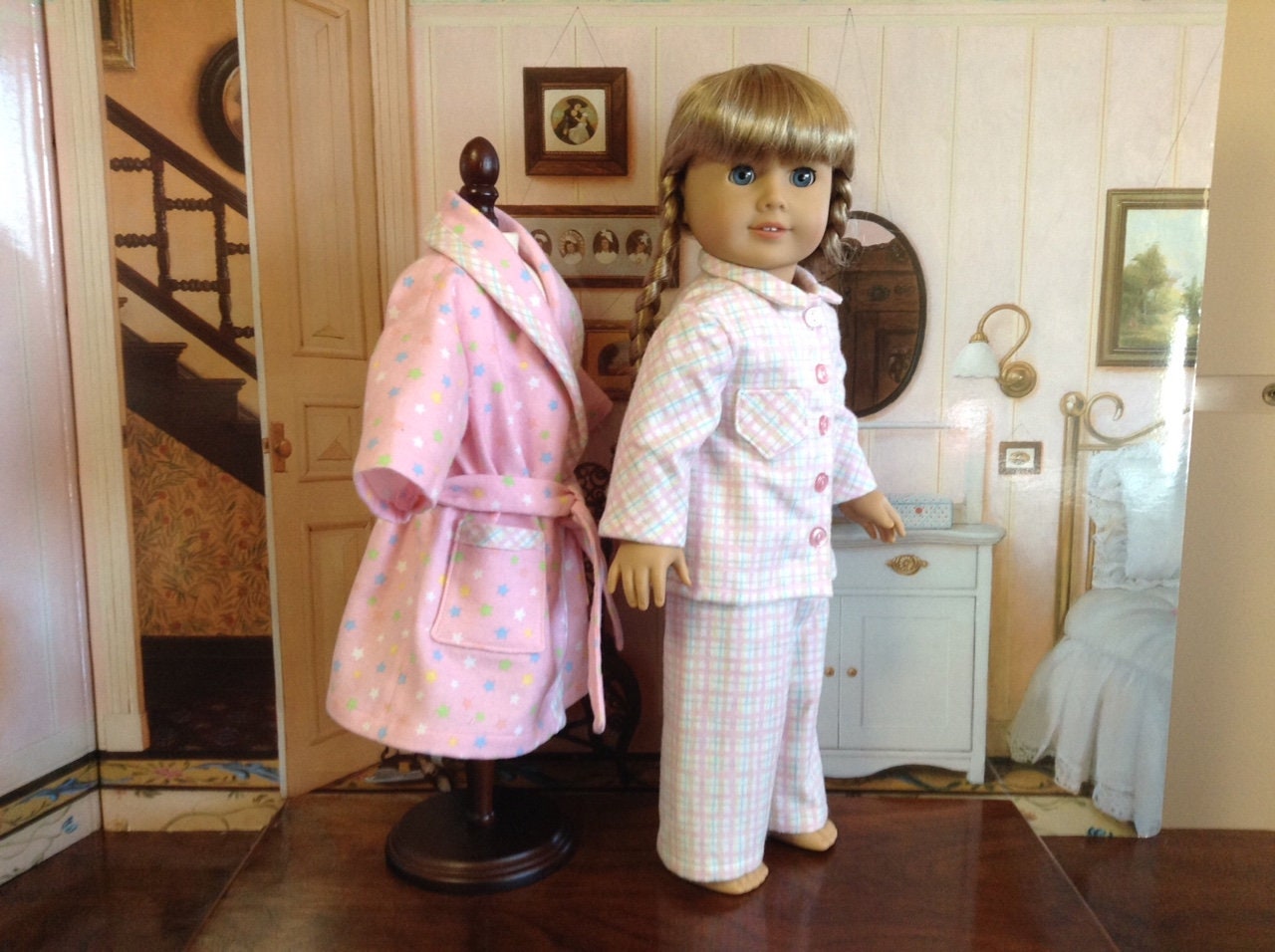 18 Inch Doll Pink Flannel Pajama and Robe Set - Etsy