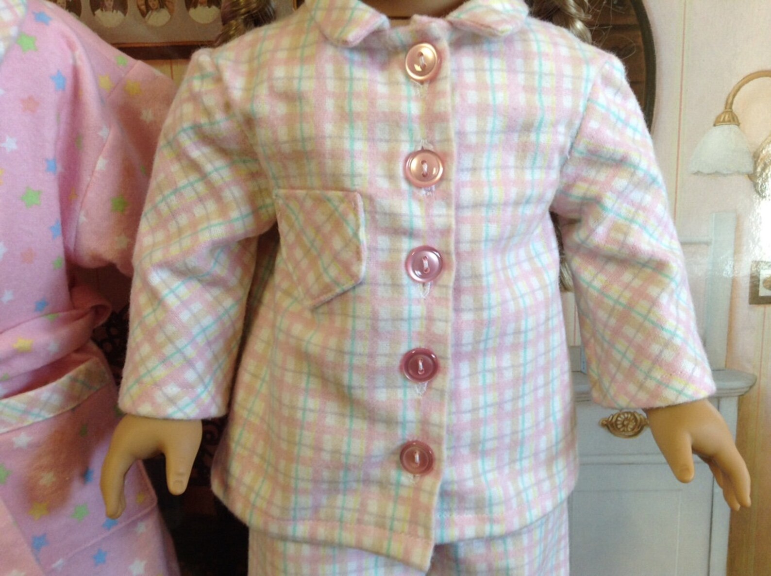 18 Inch Doll Pink Flannel Pajama and Robe Set - Etsy
