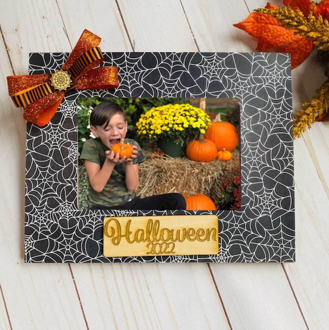 Spider Web Picture Frame-personalized Halloween Picture - Etsy