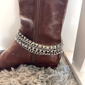Boot Chain With Multiple Strands Straps Biker Curb Chains Rhinestone ...