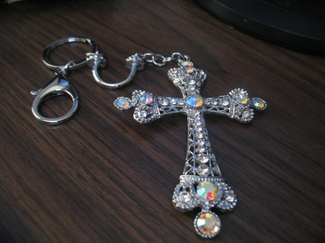 Large Crosses Cross Rhinestone Crystal Key Chains Holders Beautiful ...
