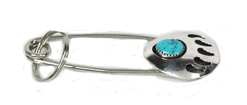 Huge Safety Pin Key Ring Hand Crafted Sterling Silver Big Bear Claw ...