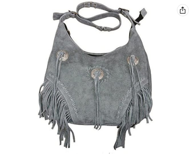 Fringe Suede Leather Bag Shoulder Cross Body Messenger Native American ...