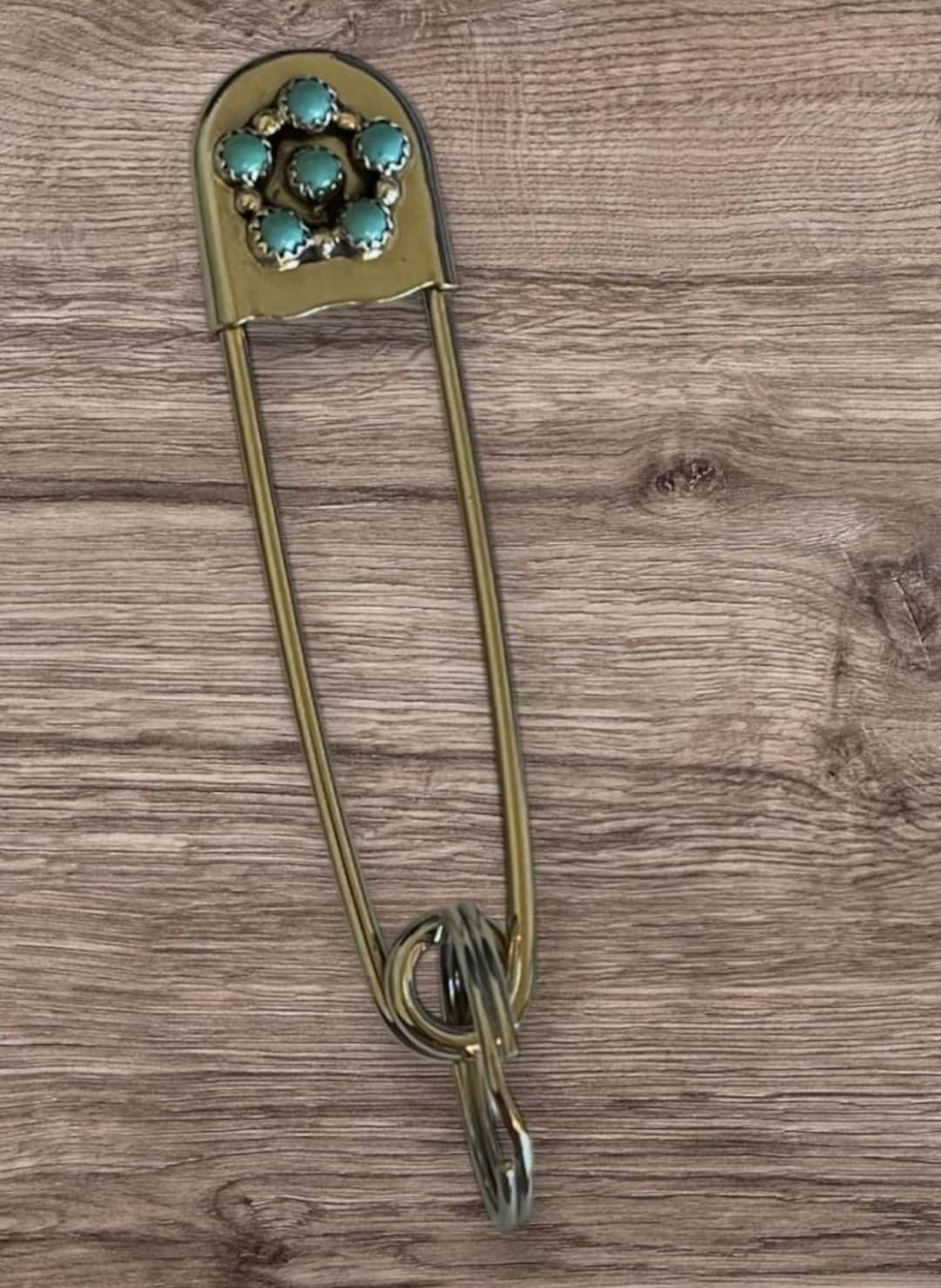 Huge Safety Pin Key Ring Hand Crafted by Navajo With Sterling Silver ...