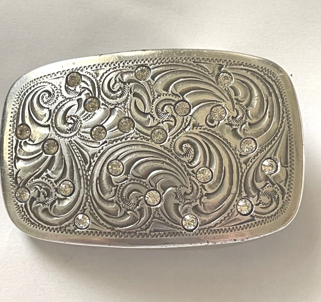 Vintage Belt Buckle Silver Plated Western Style Antique Wavy Floral ...