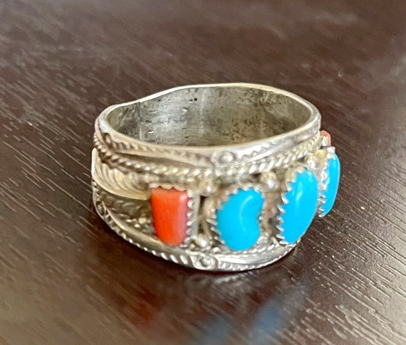 Wide Authentic Native American Ring Sterling Silver T… - Gem