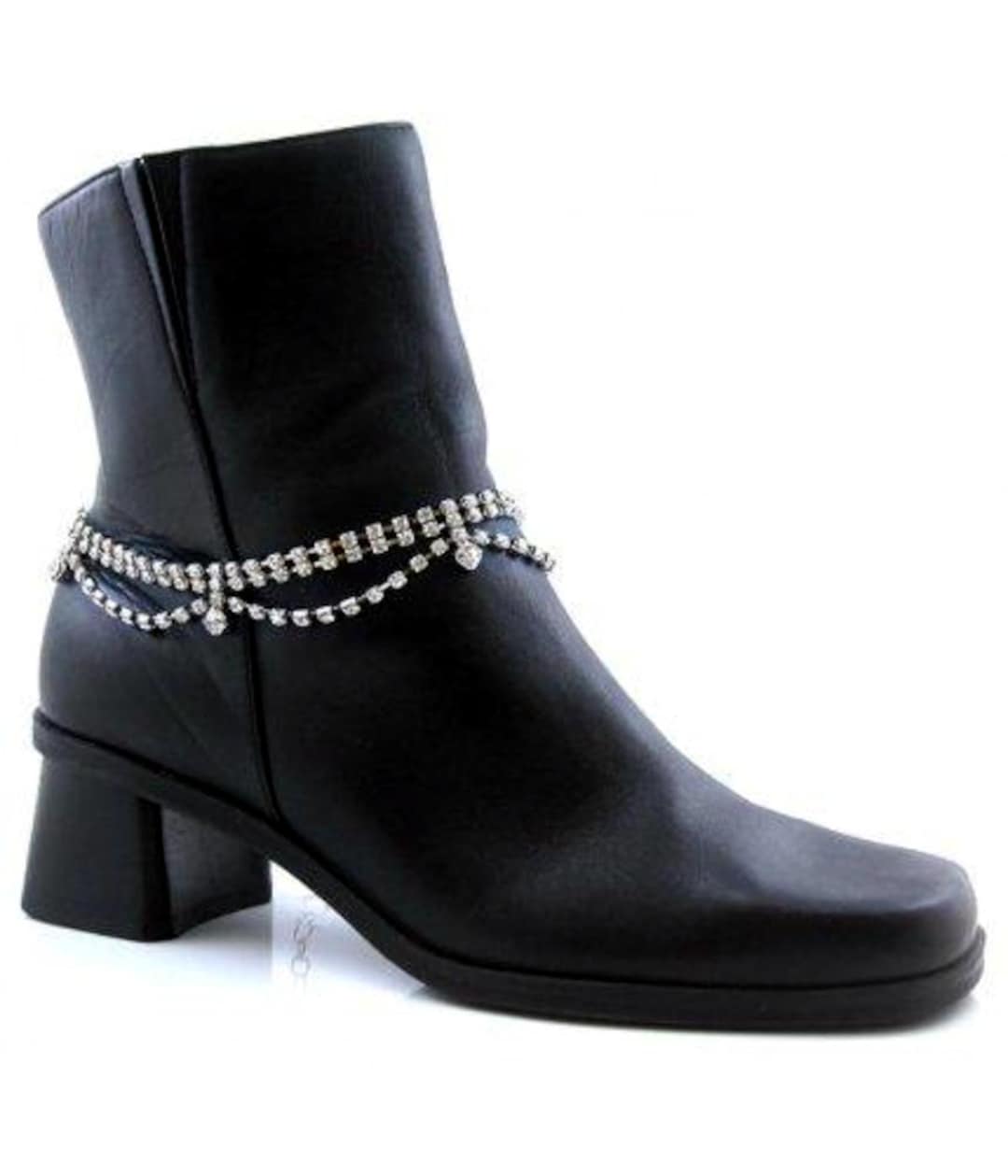 Boot Chain Anklets Multiple Rows of High Faceted Crystals Rhinestones ...