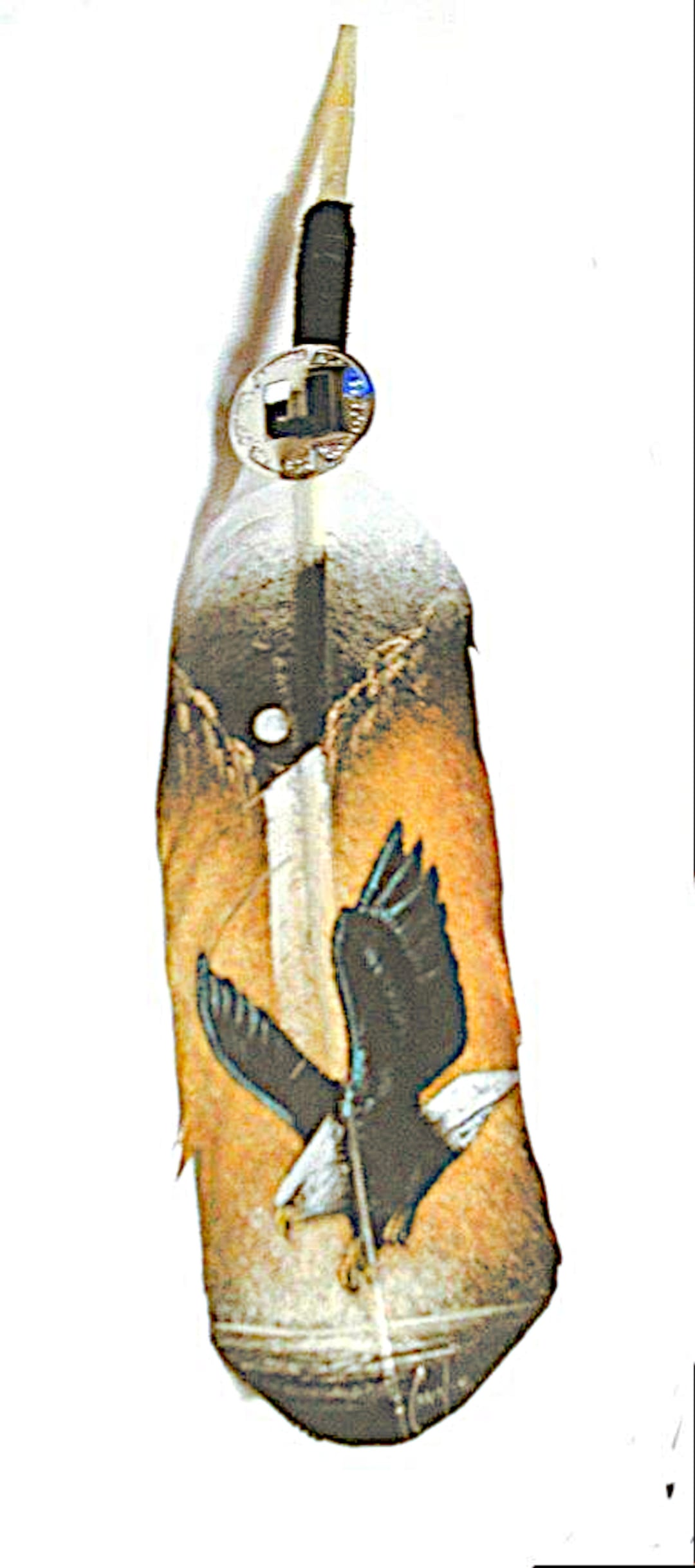Hand Painted Flaying Eagle on Large Feather Aztec Indian Native ...
