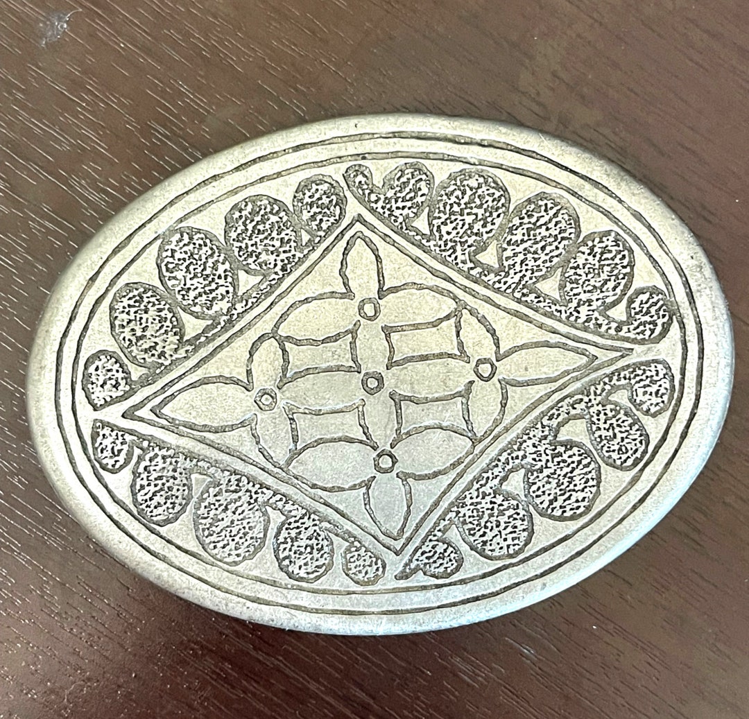 Vintage Belt Buckle Western Style Antique Wavy Floral Design Tooling ...