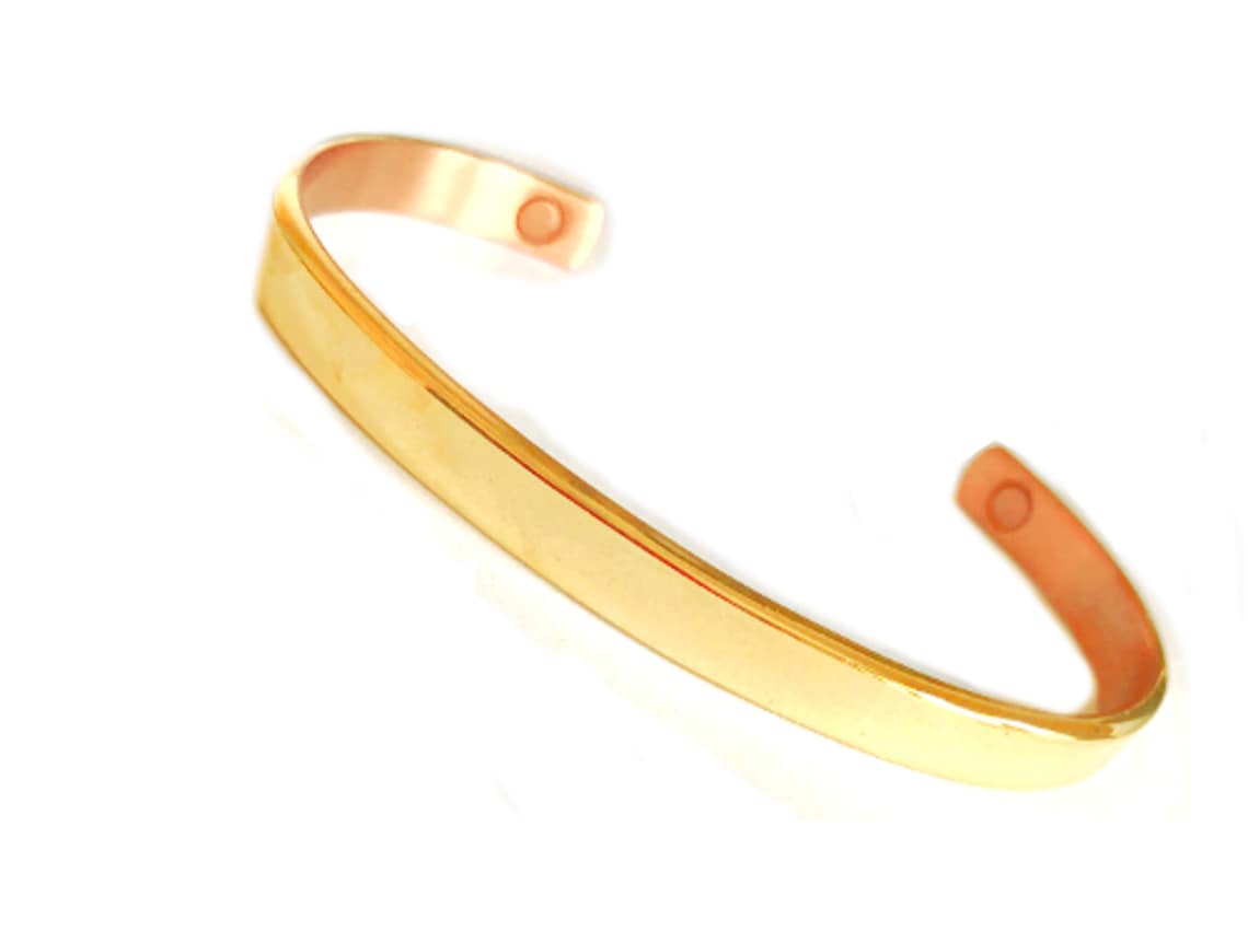 Magnetic Copper Adjustable Bracelet Gold Plated Stunning - Etsy