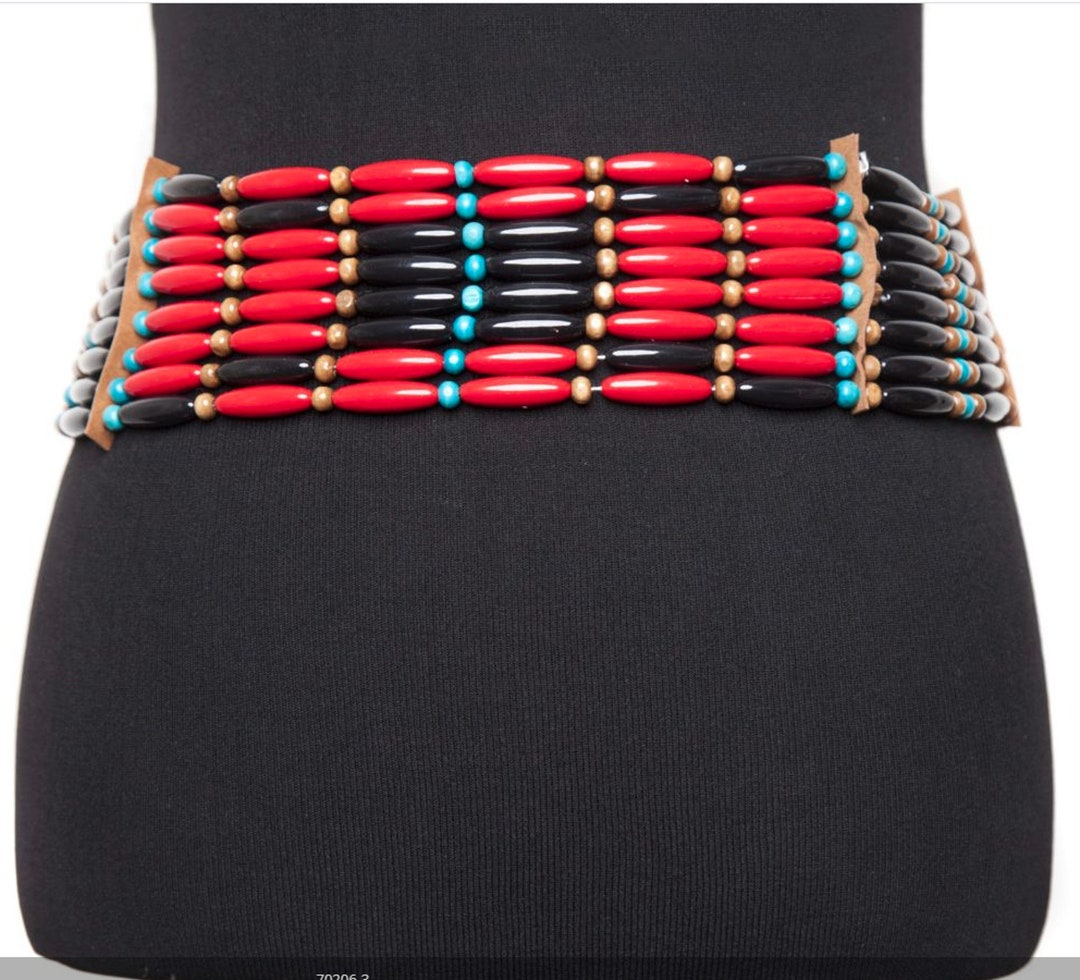 Wide Bone Pipes Dress Belt for Native American Style Women Southwest ...