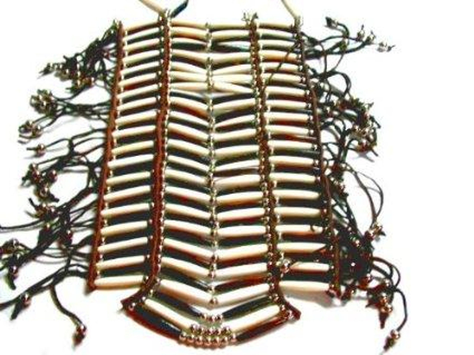 Real Brown White Buffalo Bone Hair Pipe Full Chest Plate Bone | Etsy