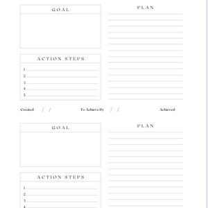 Monthly Goals Sheet, Printable Sheet, Goals Template, Goal Planner ...